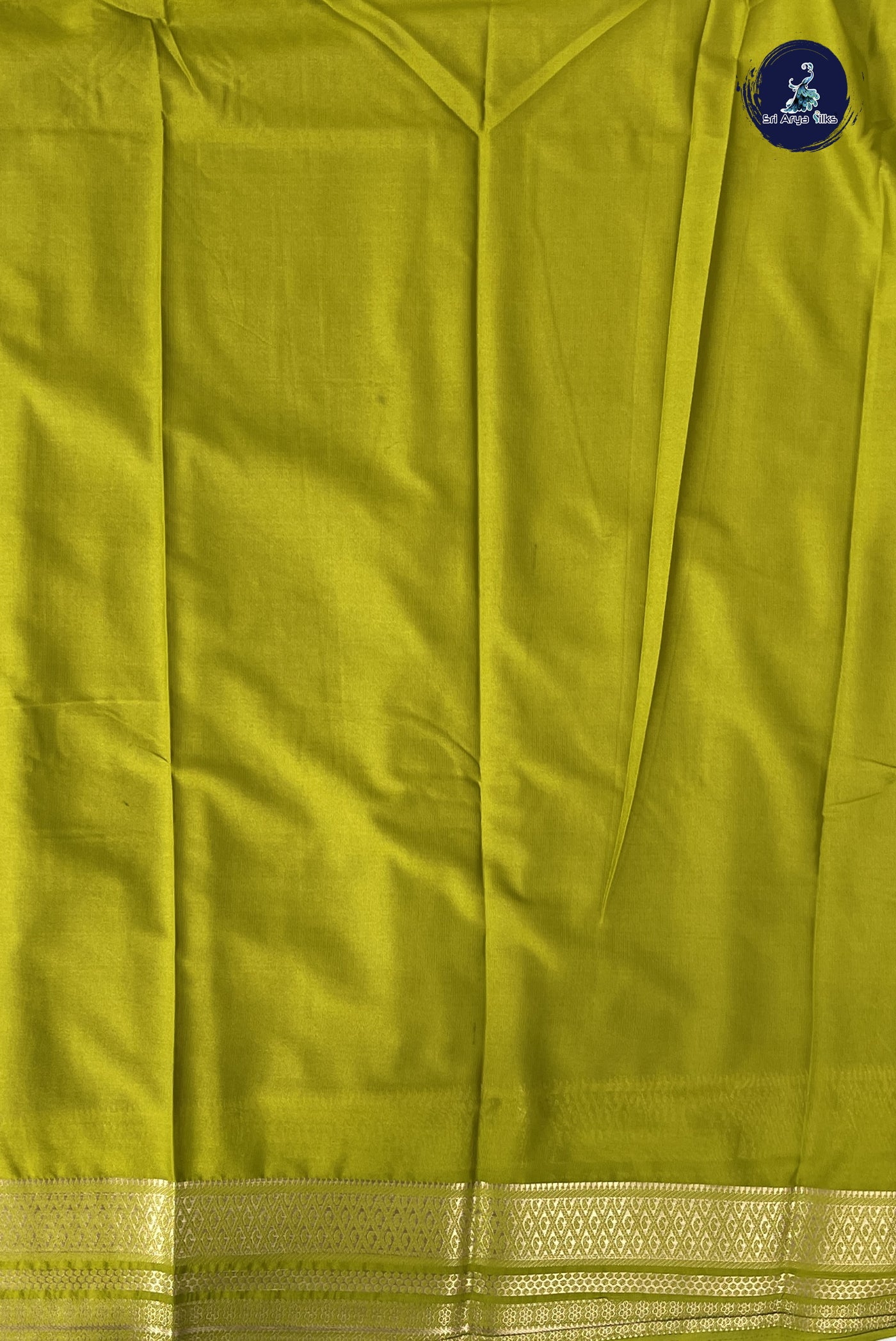 Dark Brinjal Semi Mysore Silk With Plain Pattern - Sri Arya Silks